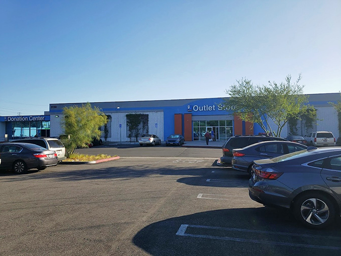 Goodwill's Los Angeles Campus isn't just big—it's the mothership of secondhand treasures, beckoning with its bright blue exterior.