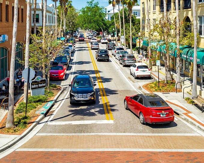 Downtown Safety Harbor buzzes with charm—shops, cafés, and palm trees make this Florida main street feel like home with a vacation twist.