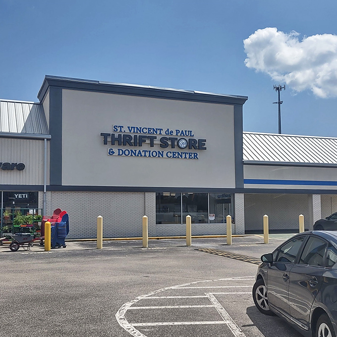 St. Vincent de Paul's modern storefront brings thrifting into the 21st century. Old treasures, new building—perfect combination!