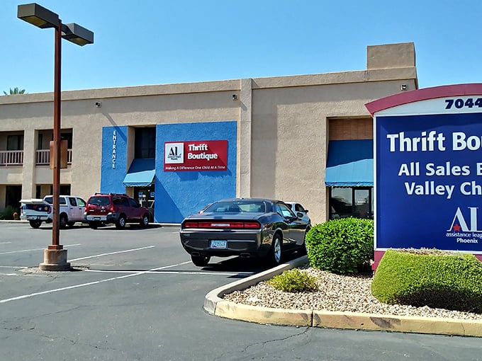 Blue signs point to big savings! The Assistance League's Thrift Boutique offers carefully curated treasures that help local children.