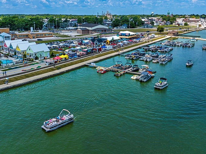 Grand Lake St. Marys spreads before Celina like a mirror reflecting Ohio's big sky—sometimes blue, sometimes dramatic.