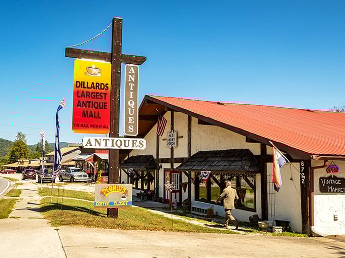 Dillard's rustic charm shines through in this wooden storefront. The kind of place where "vintage" isn't a marketing term—it's just Tuesday.