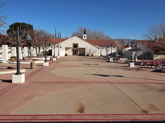 Hesperia's community plaza showcases Southern California's interpretation of Spanish architecture—clean lines, terra cotta roofs, and plenty of sunshine.
