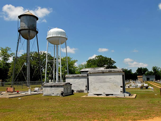 Twin water towers stand like sentinels watching over this peaceful corner of southwest Georgia countryside.