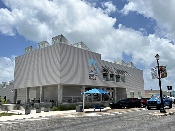 Rockport's art center stands like a modern lighthouse, guiding creative souls to shore. Inspiration with air conditioning!