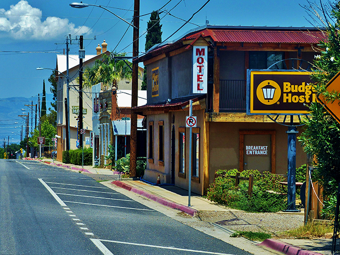 Historic buildings line Sierra Vista's downtown—where affordable dining and shopping help Social Security checks last until the next one arrives.
