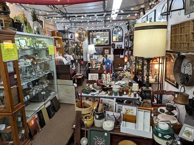 Like a treasure chest exploded into a warehouse, this booth showcases the delightful chaos that makes antique hunting so addictive. Every shelf tells a different story.