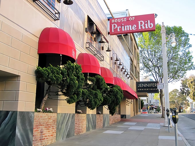 Bright red awnings and classic signage announce your arrival at this San Francisco institution, where beef has been king for decades.