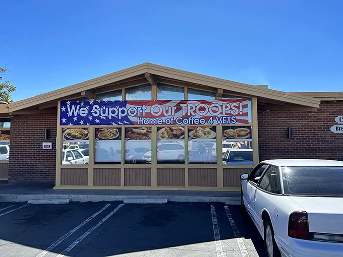 With a patriotic spirit and a warm cup always ready, this diner proudly serves those who’ve served us—home of Coffee 4 VETS.