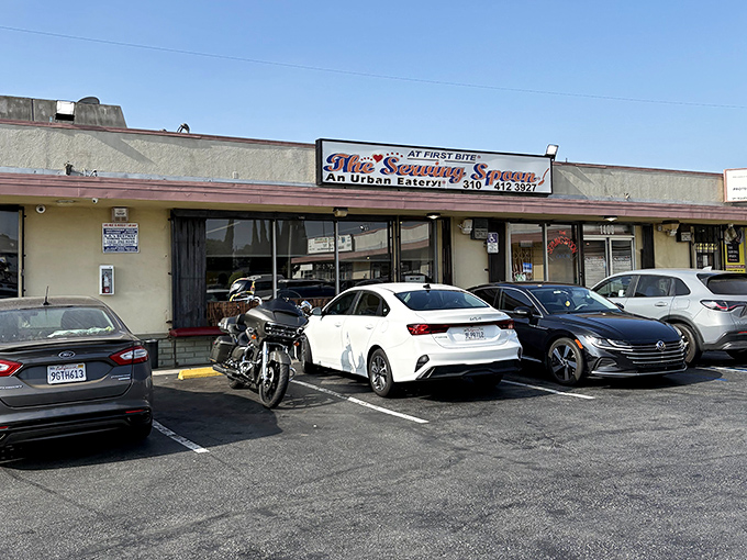 The unassuming storefront hides culinary treasures like a paperback novel concealing Shakespeare. This Inglewood institution proves great food needs no fancy facade.