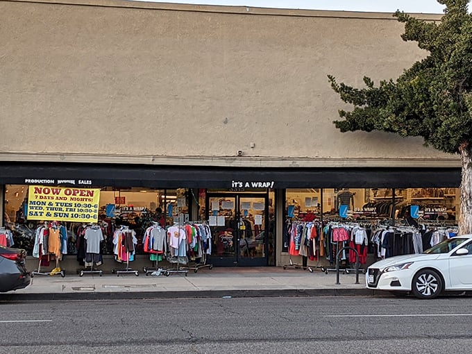 The unassuming storefront that holds Hollywood's best-kept secret – where movie magic meets bargain hunting bliss.