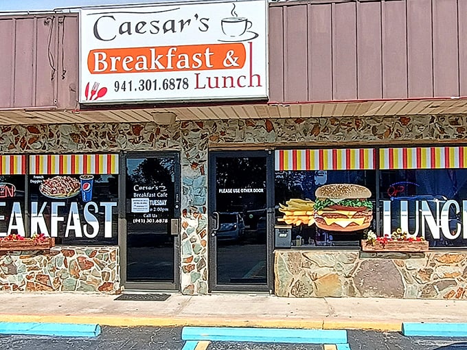 The unassuming exterior of Caesar's Breakfast & Lunch in Bradenton hides culinary treasures that locals have been keeping secret for too long.