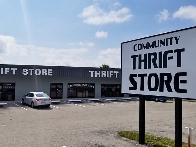 The unassuming exterior of Community Thrift Store in West Palm Beach hides a treasure trove that would make any bargain hunter's heart skip a beat.