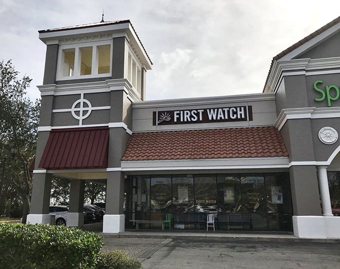 First Watch doesn’t flaunt its looks outside, but inside it’s serving brunch with the confidence of a hidden headliner.
