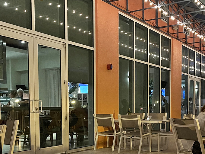 The coral-hued exterior of SHOR invites you in with its breezy patio seating and twinkling string lights—Florida dining at its most approachable.