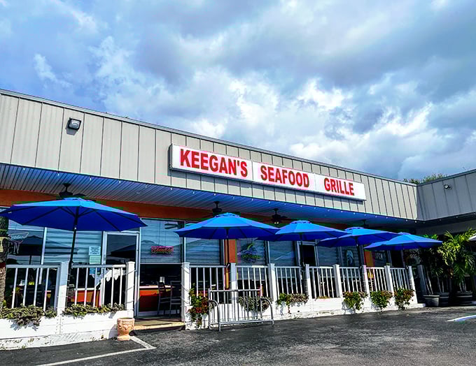 Another angle reveals Keegan's unpretentious charm, where the building's simplicity promises authenticity over flash.
