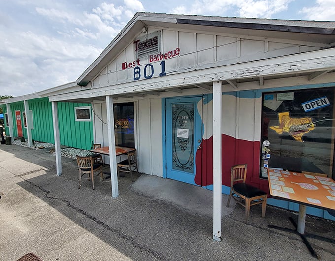 The unassuming exterior of Texas Best Barbecue proves once again that the best BBQ joints often look like they might need a permit check.