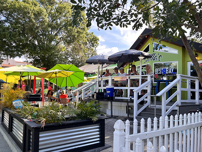 Lime green isn't just a color at Stella's—it's a declaration of breakfast independence. The cheerful exterior promises culinary adventures beyond the ordinary.
