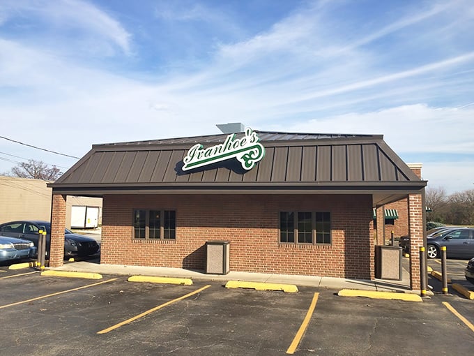 The unassuming exterior of Ivanhoes stands like a dessert speakeasy – no flashy gimmicks needed when your reputation for ice cream excellence precedes you.