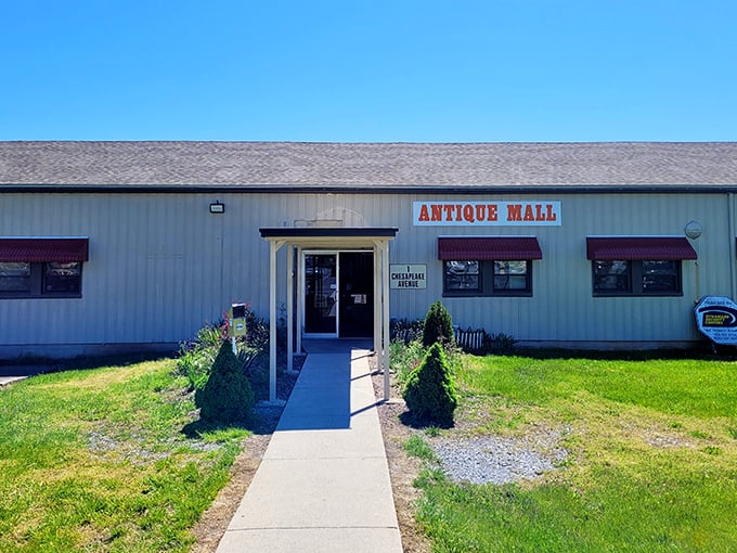 The unassuming exterior of Emmitsburg Antique Mall proves that treasure-hunting rule #1: never judge an antique store by its cover.