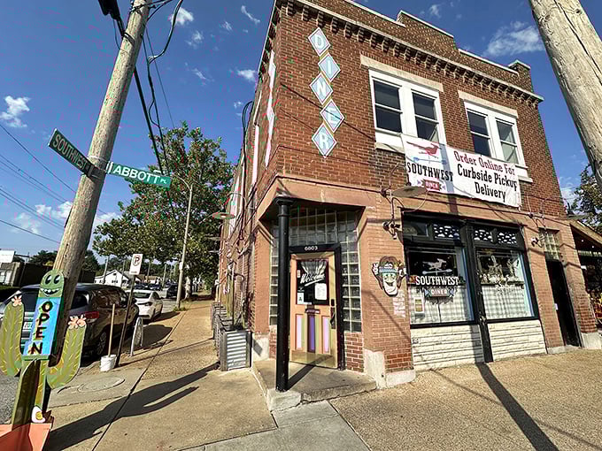 The unassuming brick exterior of Southwest Diner beckons with its vintage signage and promise of Southwestern flavors in the heart of St. Louis.