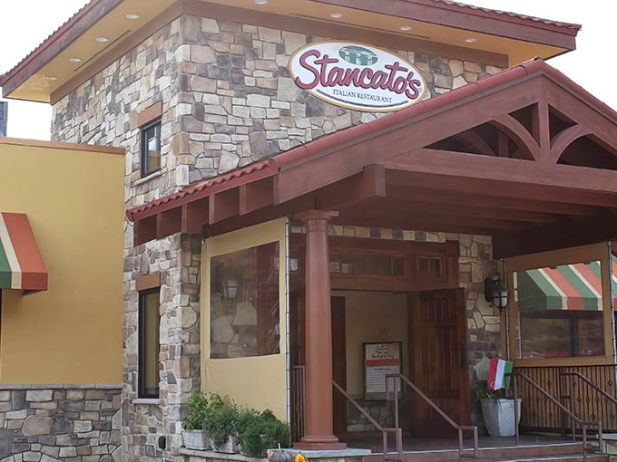 Stancato's stone facade and distinctive red-tiled roof stand as a beacon of culinary promise in Parma, like Italy's embassy to hungry Ohioans.