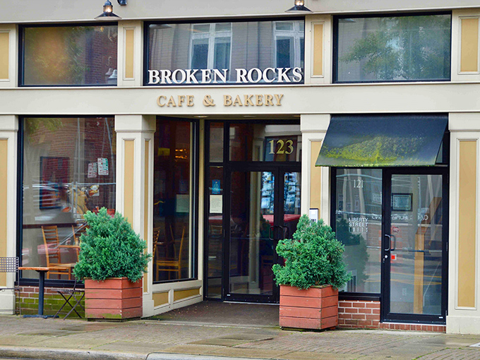 The welcoming façade of Broken Rocks beckons like an old friend with a new secret. Those potted plants aren't just decoration—they're your first clue that someone here sweats the small stuff.