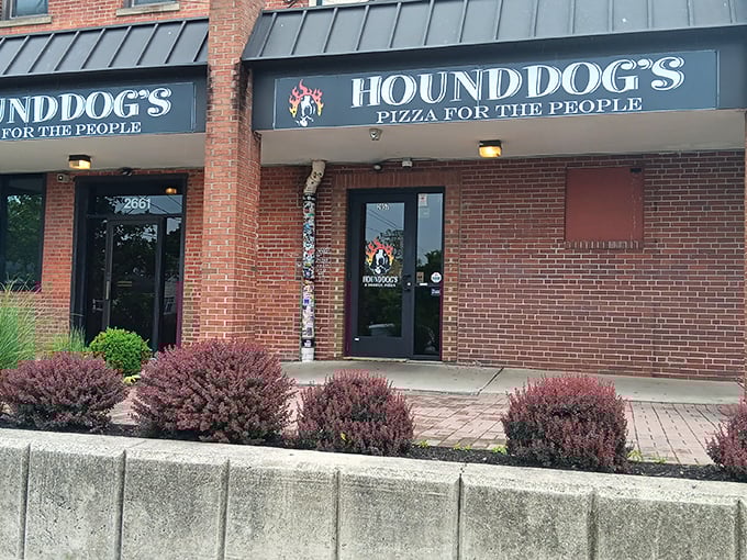 The brick facade of Hounddog's promises "Pizza for the People" – a democratic approach to deliciousness that Columbus residents have embraced wholeheartedly.