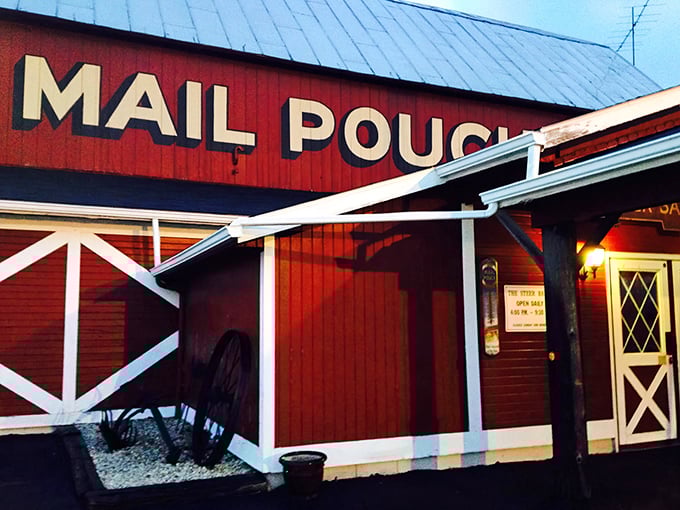 This classic red barn exterior isn't false advertising—it's a promise of authentic, farm-fresh flavors waiting inside.