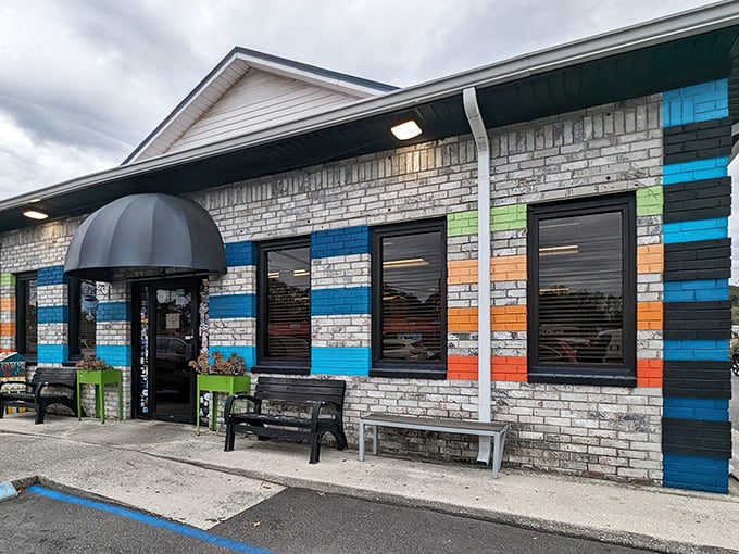 Those vibrant stripes aren't just for show—they're a preview of the bold flavors waiting inside this beloved Charleston institution.