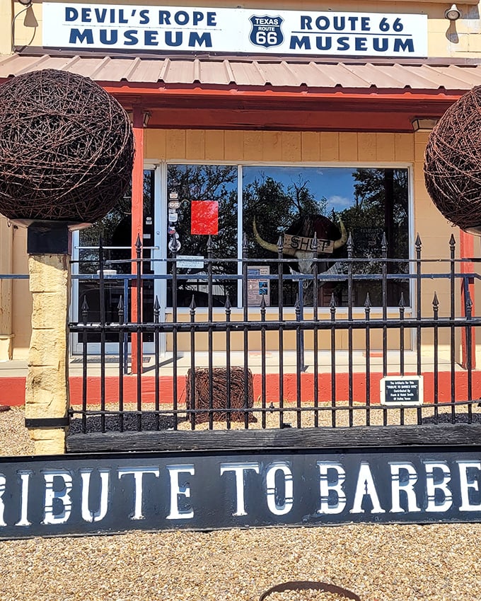 Those giant barbed wire balls aren't just for show—they're the perfect "welcome to the weird and wonderful" statement for this uniquely Texan museum.