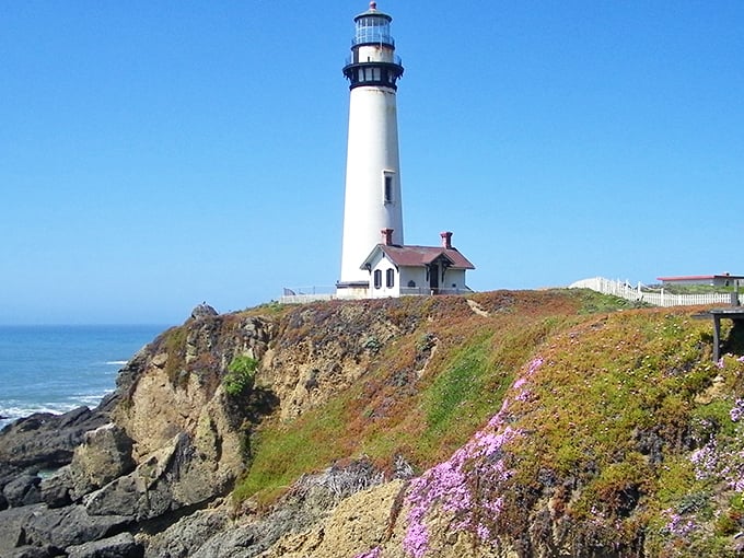 Standing tall since 1872, this coastal sentinel looks like it's auditioning for a California tourism commercial – and absolutely nailing the part.