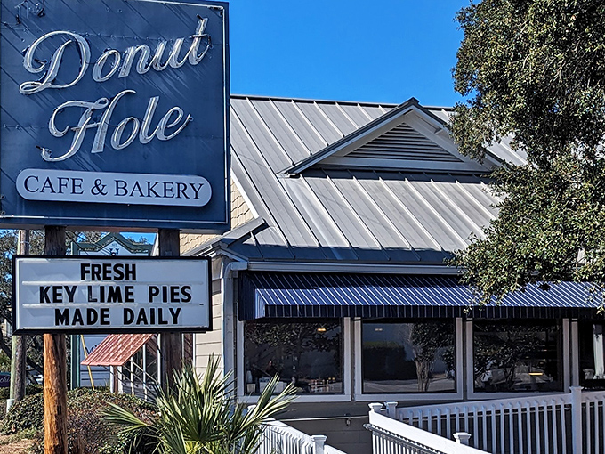 The iconic blue sign beckons like a lighthouse for the hungry. Fresh key lime pies made daily? That's the kind of roadside promise worth investigating.