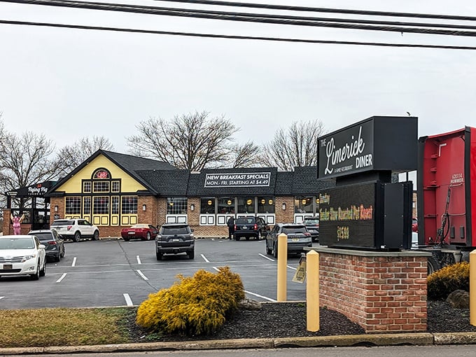 The Limerick Diner's charming exterior promises comfort food treasures within, like a culinary time capsule waiting to be opened.