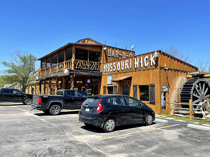 The two-story wooden fortress of flavor announces its purpose without pretense. This isn't barbecue that needs a fancy introduction.