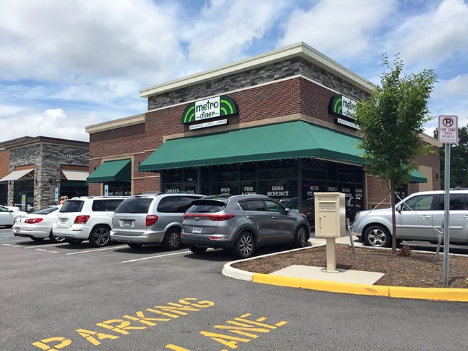 The brick facade and green awning of Metro Diner isn't trying to impress anyone—until you taste what's cooking inside. Classic Americana at its finest.