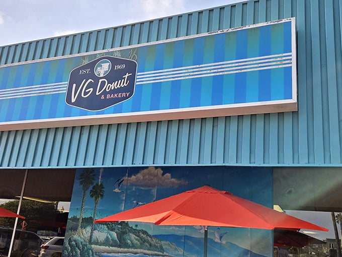 That turquoise building isn't just eye-catching—it's a beacon calling all donut devotees home to Cardiff's sweetest spot.