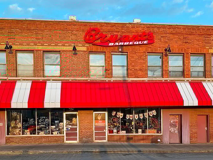 The red and white awning isn't just decoration—it's a warning sign that your diet plans are about to go deliciously off the rails.