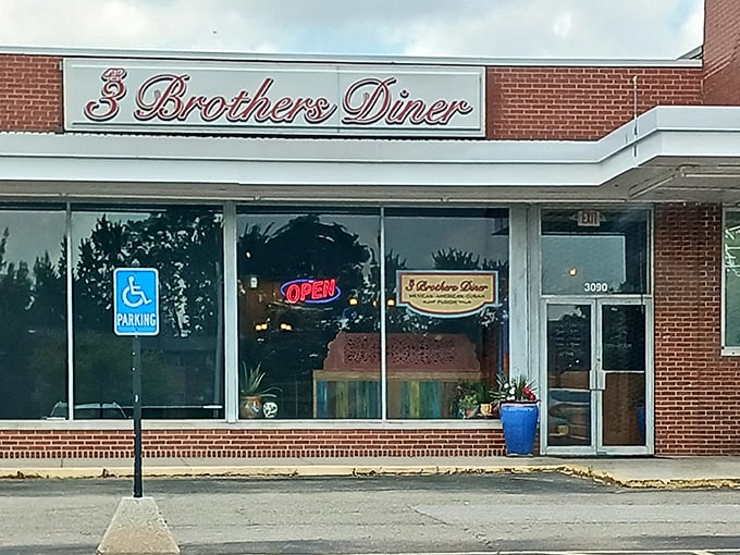 Accessible and welcoming, the diner's façade features colorful potted plants and that magical neon "OPEN" sign that speaks directly to your growling stomach.