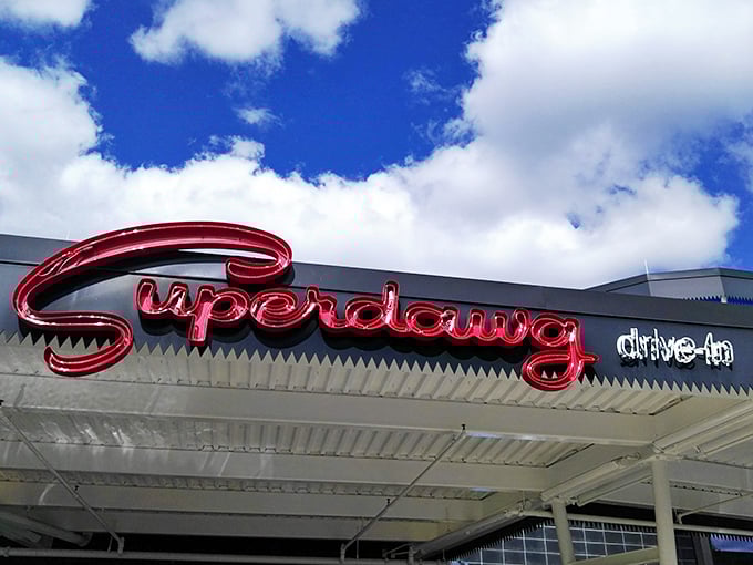Those iconic hot dog mascots on the roof aren't just decoration—they're Chicago landmarks keeping watch over Milwaukee Avenue like culinary superheroes in a city that takes its wieners seriously. 