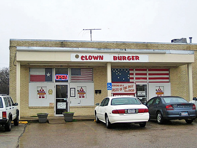 That weathered clown sign isn't just advertising – it's a beacon calling burger lovers home.