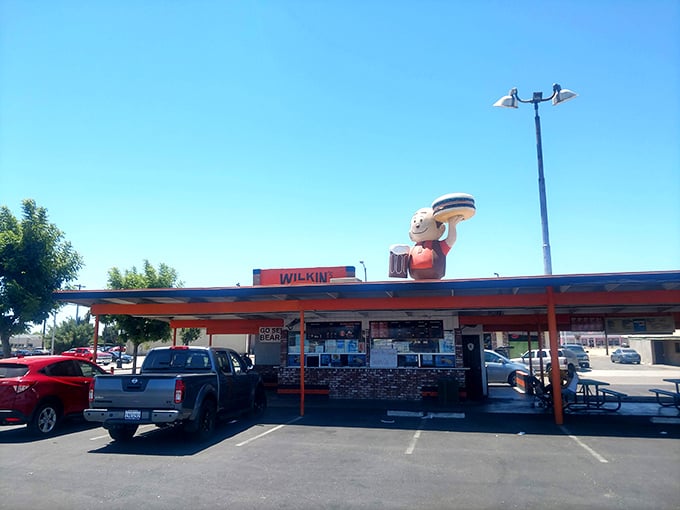 Another angle reveals Wilkin's Drive-In in all its retro glory—where the California sky seems bluer and burgers taste better than anywhere else on Highway 99.