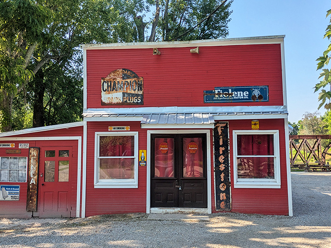 The bright red exterior of Clifton Mill stands like a cheerful sentinel of flavor, promising comfort food that'll make your taste buds do a happy dance.