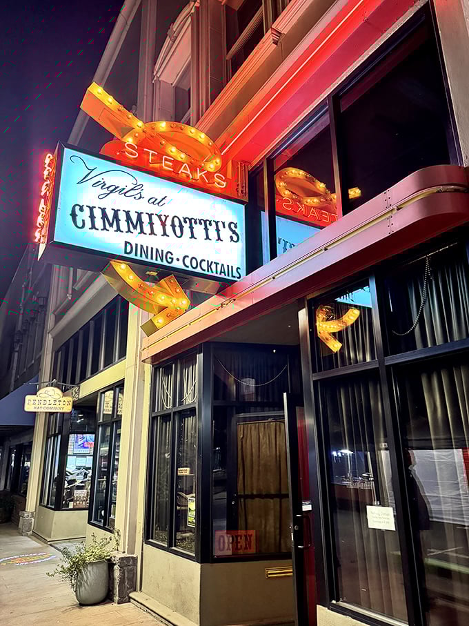 That iconic yellow arrow sign isn't just pointing to dinner—it's directing you to one of Eastern Oregon's most legendary culinary experiences.