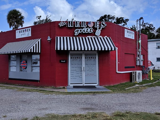 Don't let the humble red exterior fool you—this unassuming building houses flavor explosions that rival the nearby rocket launches.