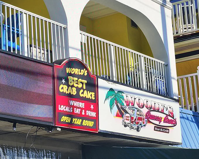 Woody's bold claim of "World's Best Crab Cake" isn't just beach town bravado—it's a promise they deliver on with every golden, lump-filled bite.