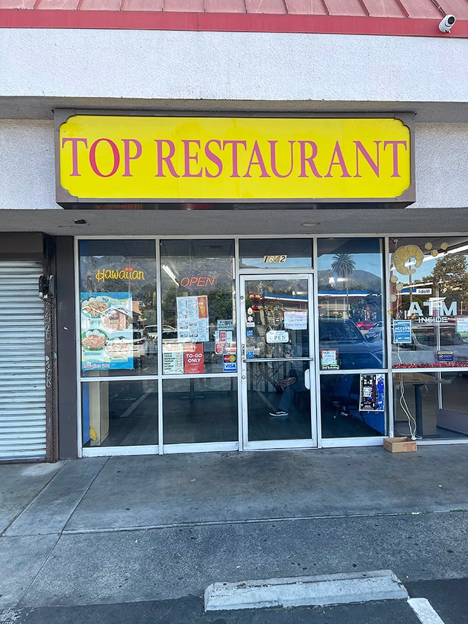 The bright yellow sign beckons like a culinary lighthouse in a sea of Pasadena strip malls. Simplicity that promises authenticity.