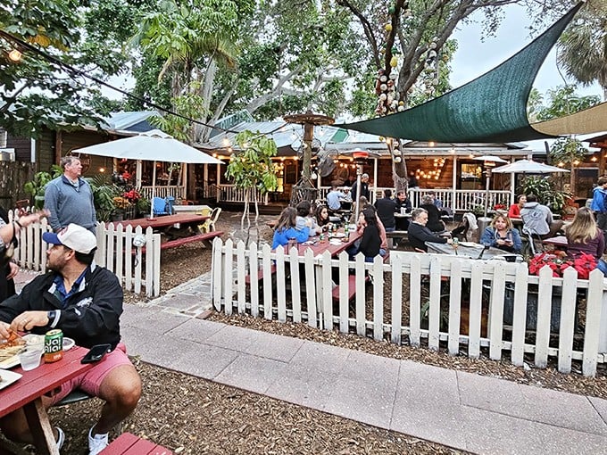 The backyard paradise at Owen's Fish Camp feels like a block party where everyone's invited and the seafood's always fresh.