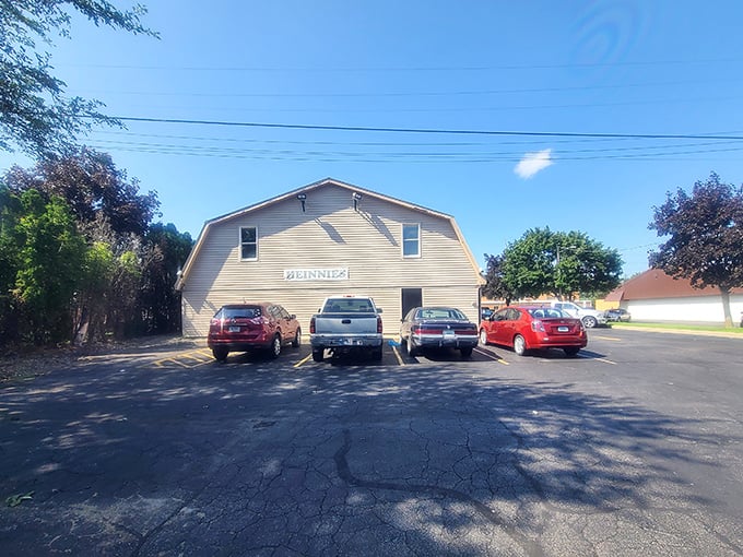 The unassuming barn-shaped exterior of Heinnies stands like a culinary speakeasy – modest on the outside, magnificent on the inside. Indiana's best-kept secret awaits.