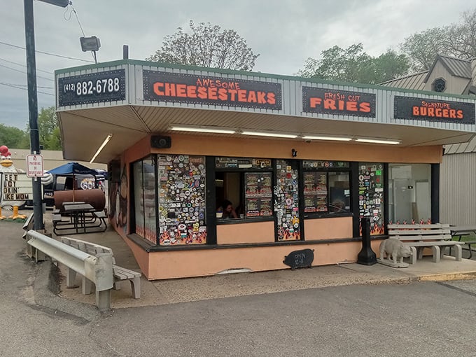 The unassuming peach-colored exterior of Rowdy BBQ might fool you, but locals know this sticker-covered gem houses Pennsylvania's best-kept BBQ secret.